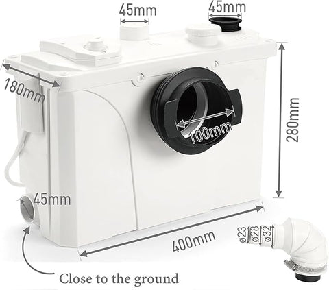 JLF-FLO700 Dreamsani One-piece Macerating Upflush Toilet Basement with ...