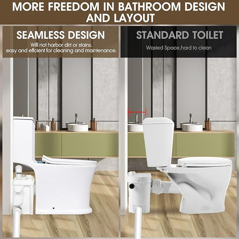 JLF-FLO700 Dreamsani One-piece Macerating Upflush Toilet Basement with ...
