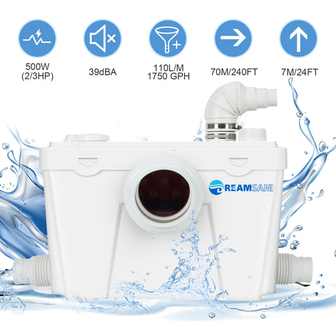 FLO500 Dreamsani 500W Macerator Pump for Macerating Toilet Upflush ...